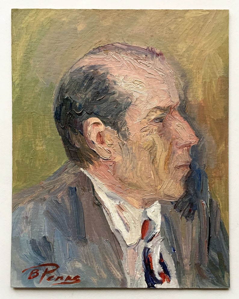 Vintage Original Oil Painting Portrait of a Man by Ukrainian Artist V ...