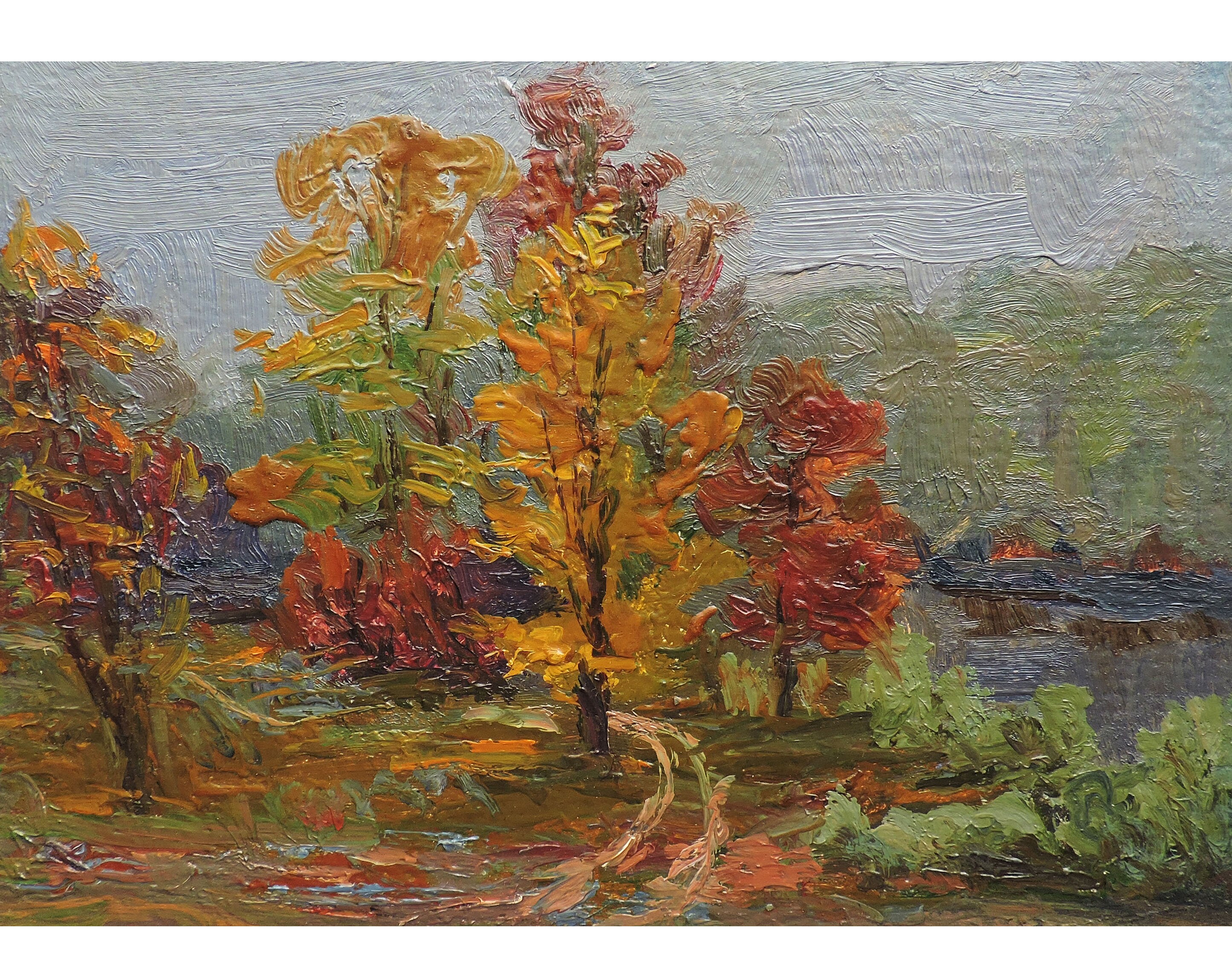 AUTUMN LANDSCAPE Impressionist art Original painting Vintage | Etsy