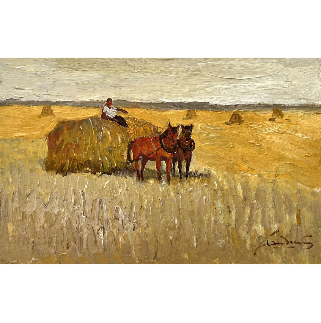 Impressionist Original Oil Painting Fields Landscape by Ukraine Artist ...