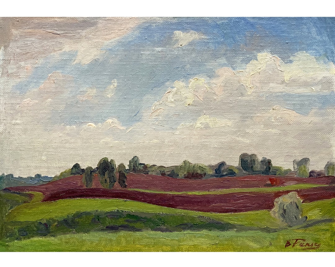 Vintage Original Oil Painting Fields Landscape by Ukraine Artist V ...