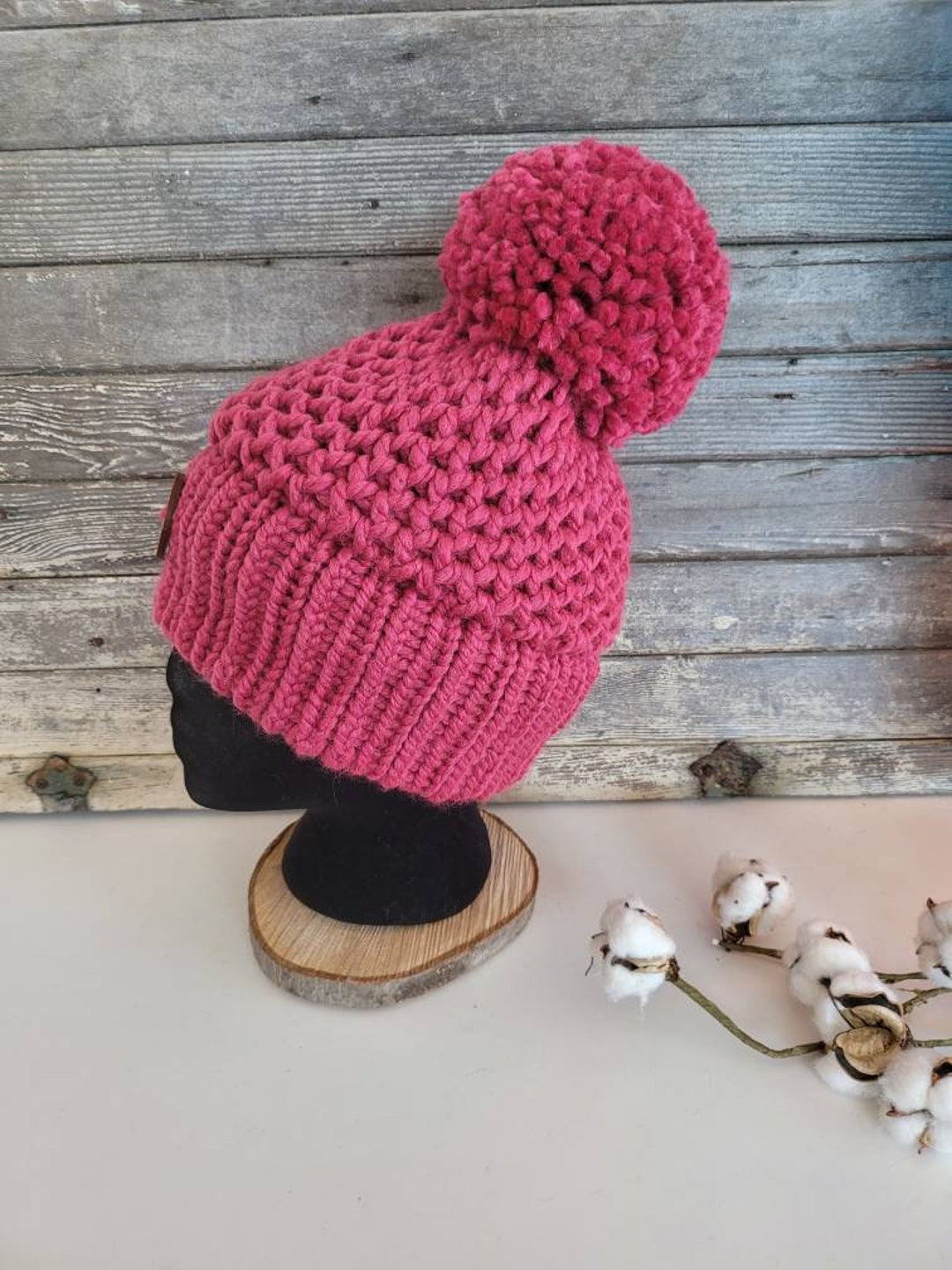 Tuque Rose Framboise Bonnet Rustic Anick Tricotée à La Main - Etsy Canada