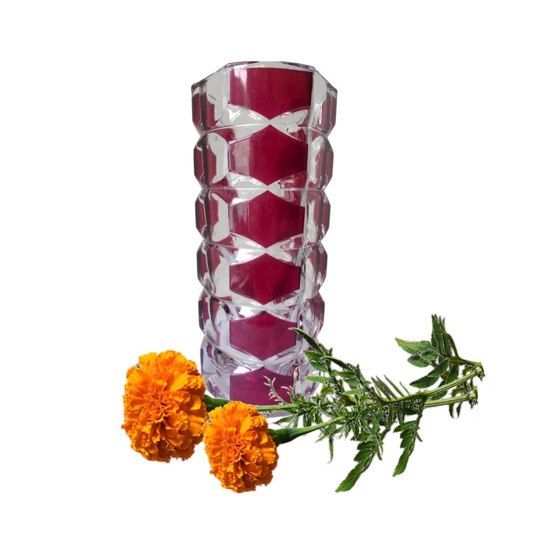 Vintage Luminarc Ruby Art Glass Vase: 1970s Geometric Red Decor - Etsy UK