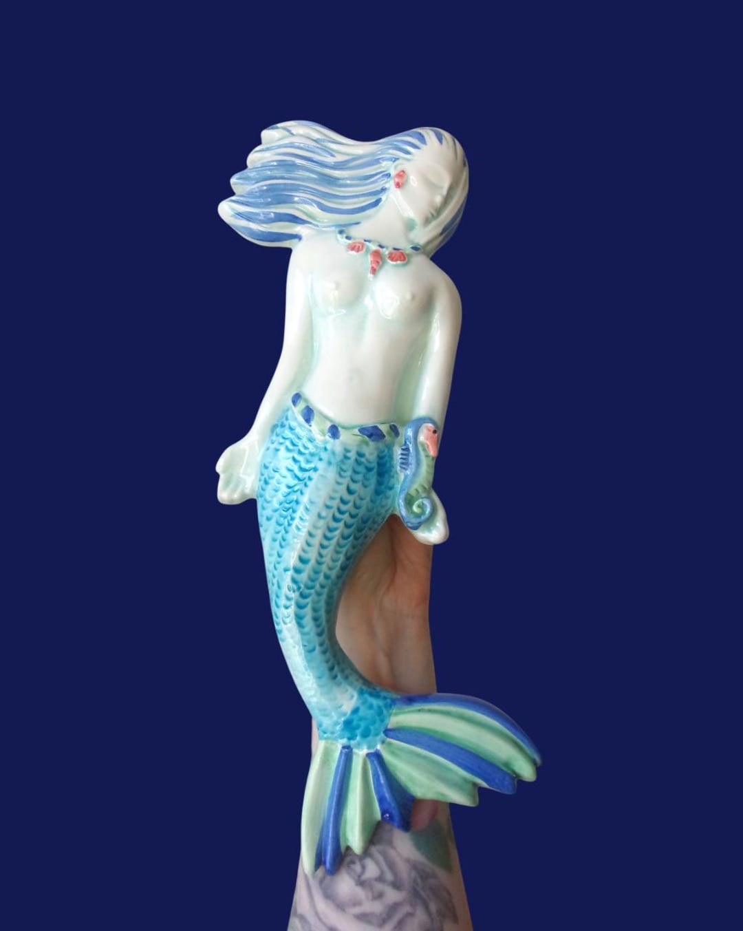 Glazed Ceramic Mermaid Wall Art: Coastal Decor Sculpture, 34cm - Etsy