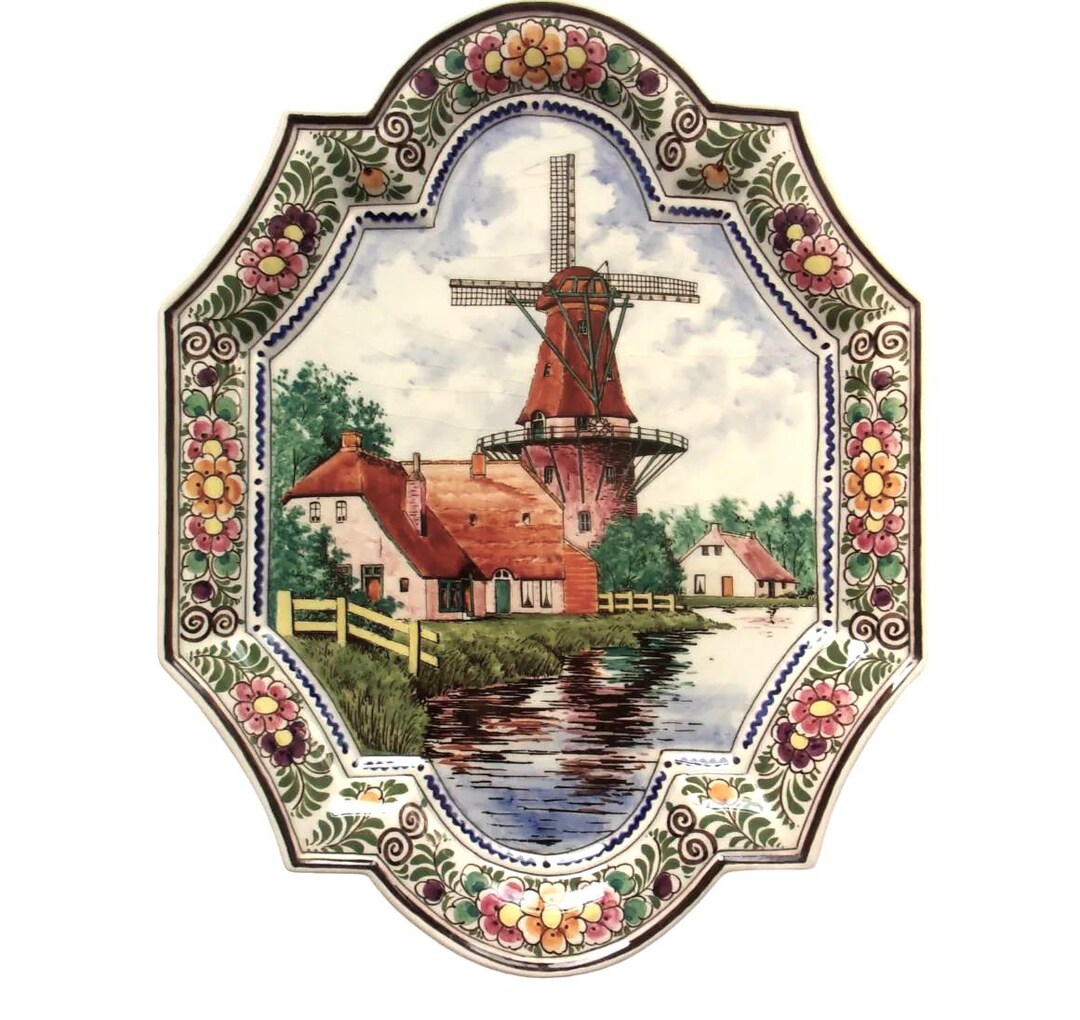 Vintage Delft Windmill Plate: Hand-painted Dutch Wall Decor - Etsy UK