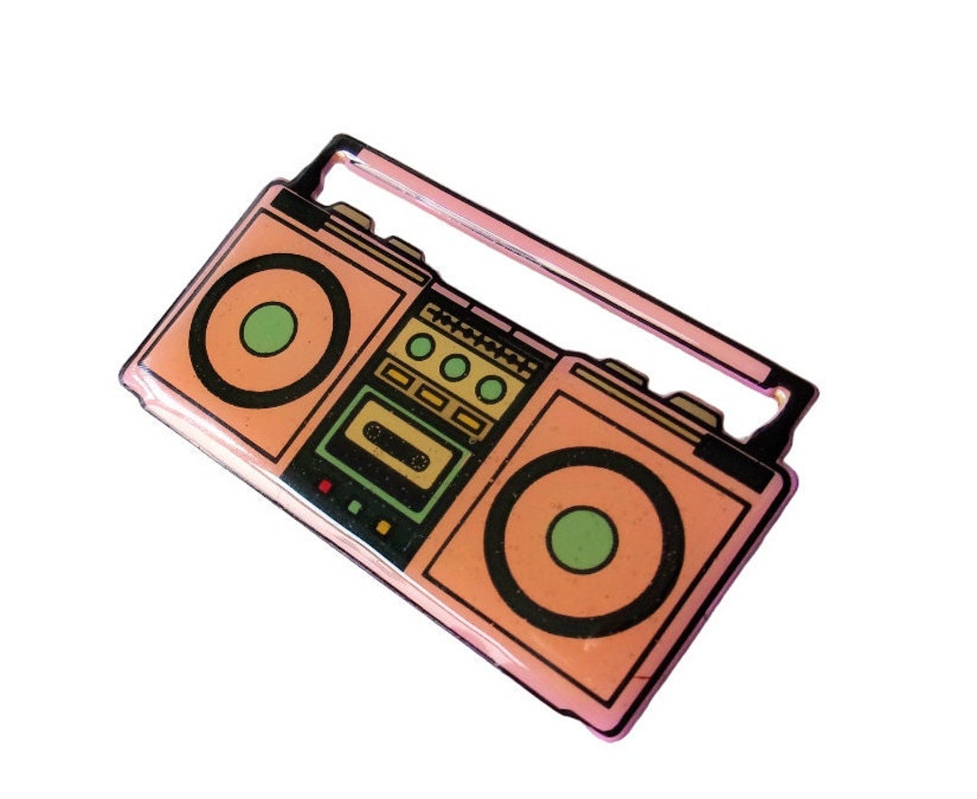 Pink Enamel Ghetto Blaster Brooch: 80s Retro Radio Lapel Pin - Etsy