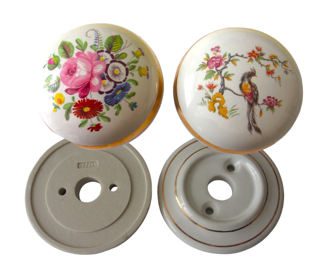 Vintage 70s Ceramic Door Knobs, Large Porcelain Door Handles, Choose ...