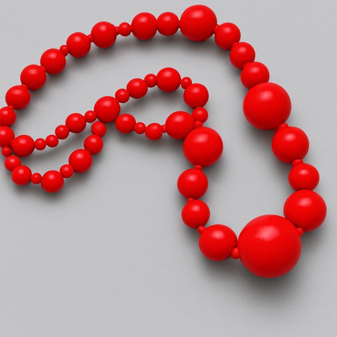 Vintage Red Bakelite Necklace: 1930s Art Deco Style, Chunky Beads ...