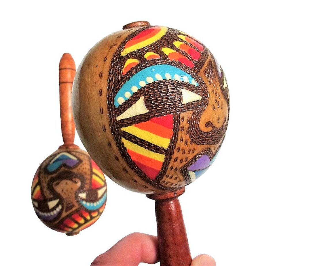 Unique Vintage African Gourd Rattles, Hand-painted - Etsy