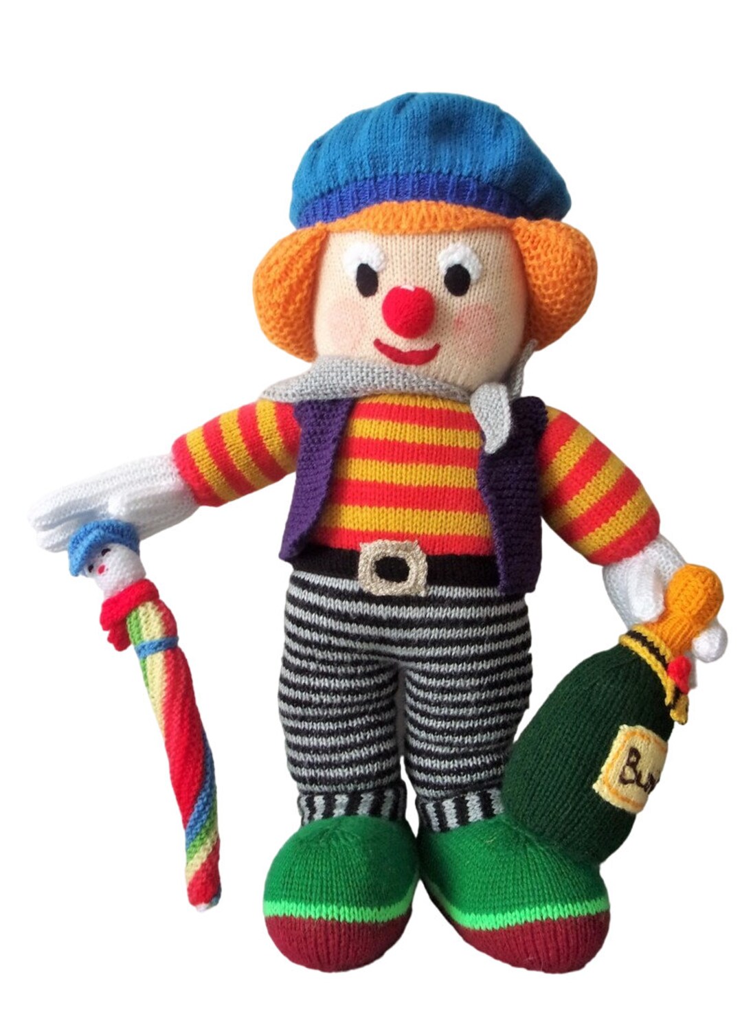 Vintage Knit Clown Doll: Handmade Boho Nursery Decor - Etsy