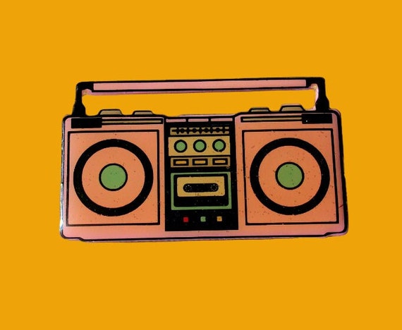 Pink Radio Brooch Ghetto Blaster Music Gift Unisex Ca… - Gem