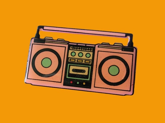 Pink Radio Brooch Ghetto Blaster Music Gift Unisex Ca… - Gem