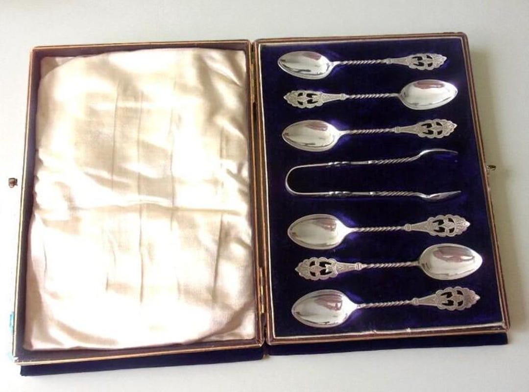Victorian Silverplate Teaspoon Set: Art Nouveau Floral Tea Spoons ...