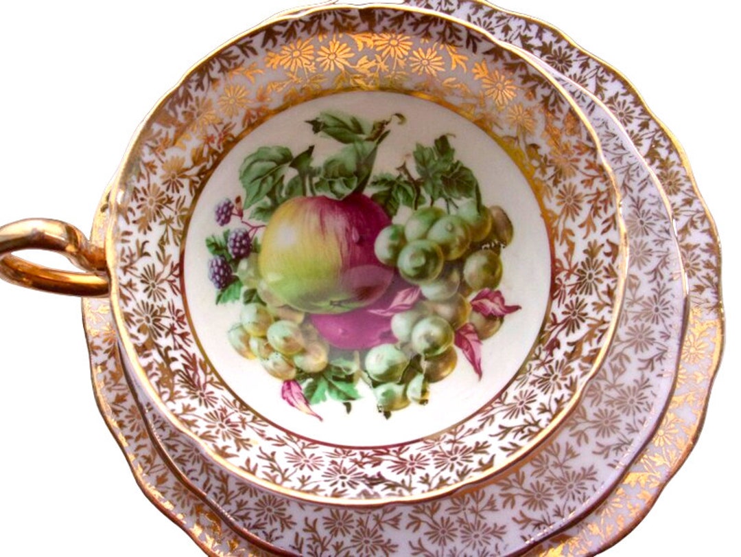 Aynsley Tea Set for Two W/ Floral and Fruit Patterns A Vintage English ...