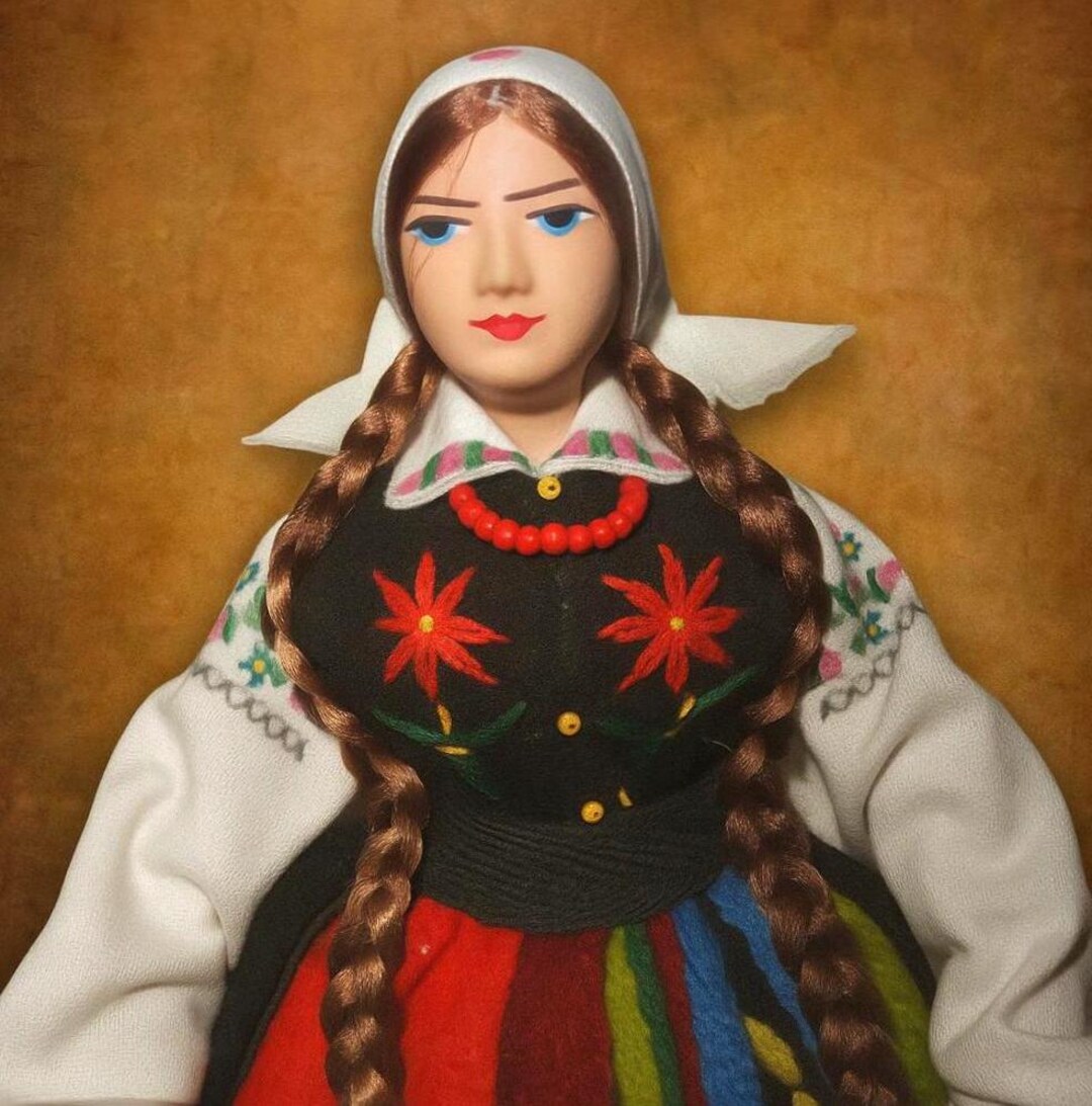 Vintage Folk Art Doll, 1960s Eastern European Costume Doll on Stand - Etsy