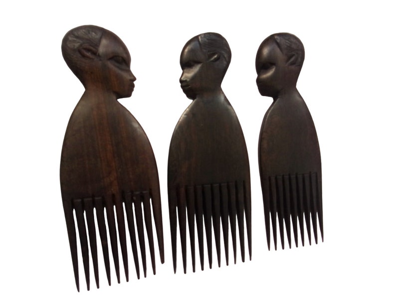 Ebony Afro Comb: 2000s Minimalist Style, Wide Tooth, Natural Wood Pick ...