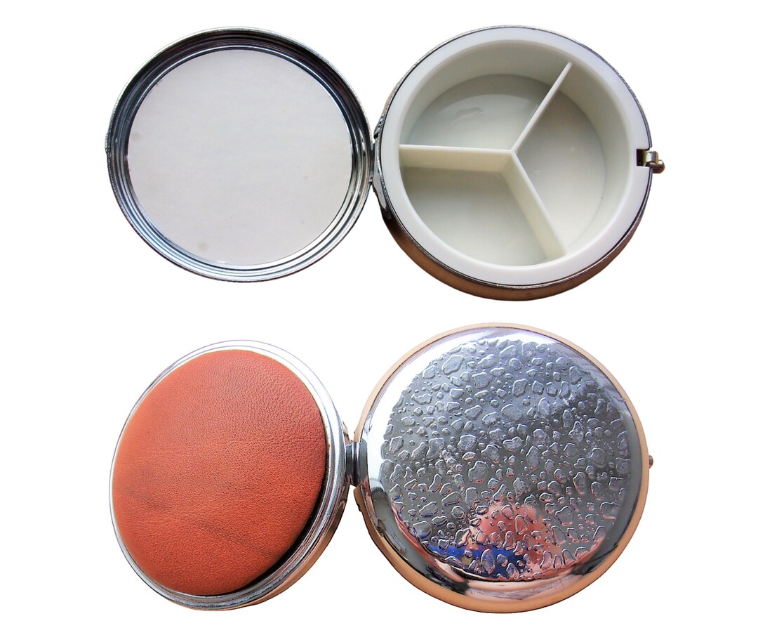 Vintage Leather Pill Box, 3 Compartment Retro Trinket Case, Perfect ...
