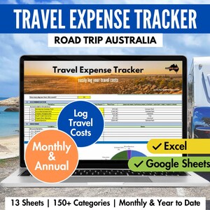 Travel Expense Tracker Spreadsheet Road Trip Australia Budget Big Lap ...