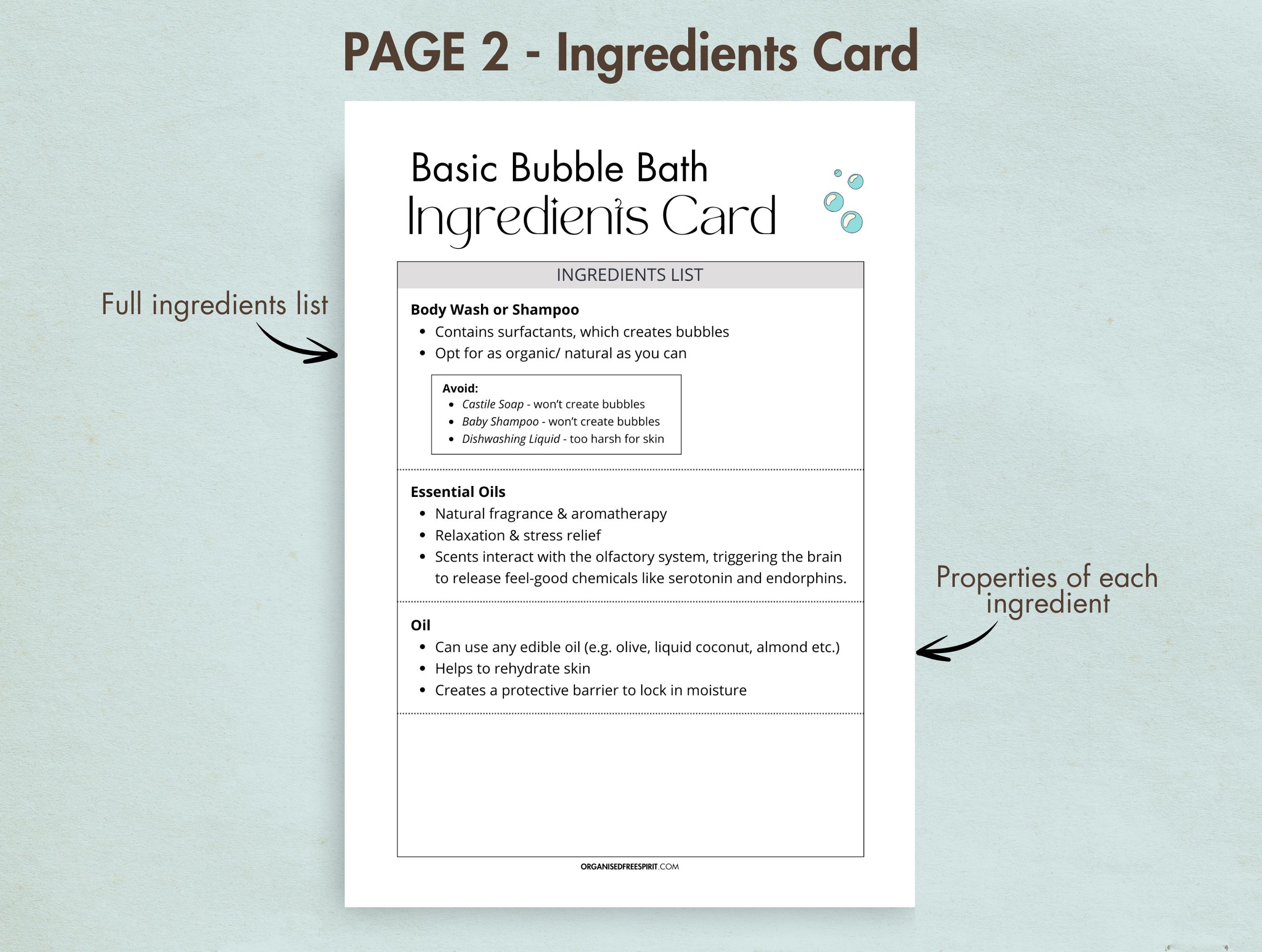 DIY Basic Bubble Bath Recipe Printable | Digital Homemade Bubble Bath ...