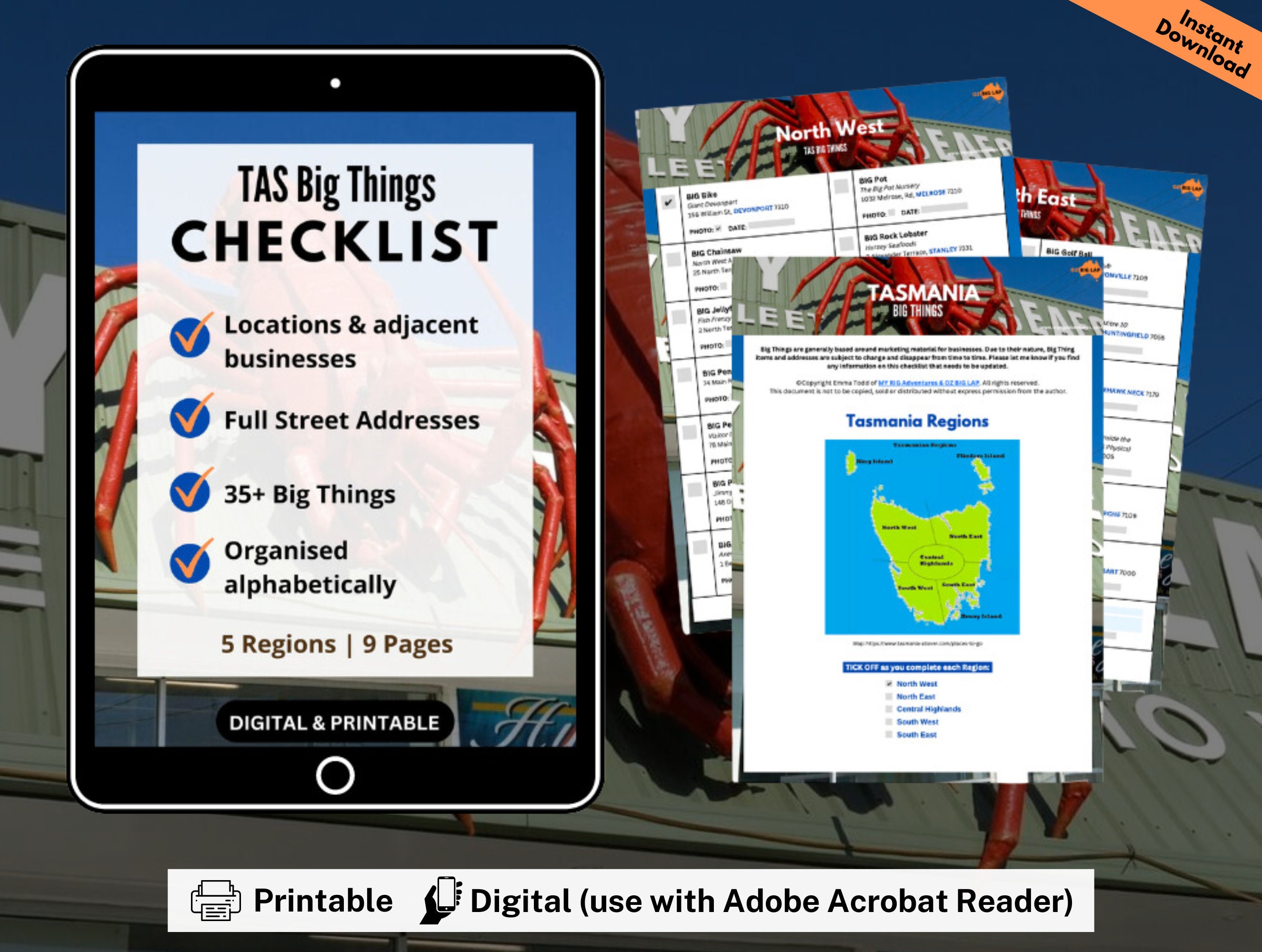 TAS Big Things Checklist Printable & Digital Tasmania Iconic Roadside ...