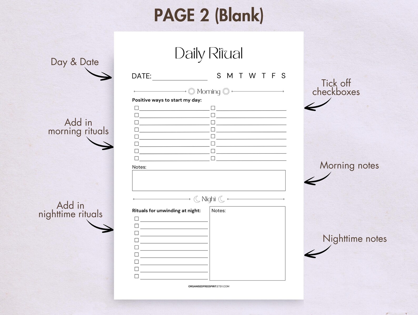 Daily Ritual Journal Printable Digital Daily Habits Tracker Morning ...