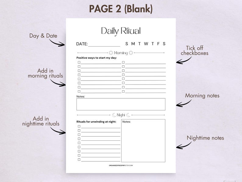 Daily Ritual Journal Printable Digital Daily Habits Tracker Morning ...