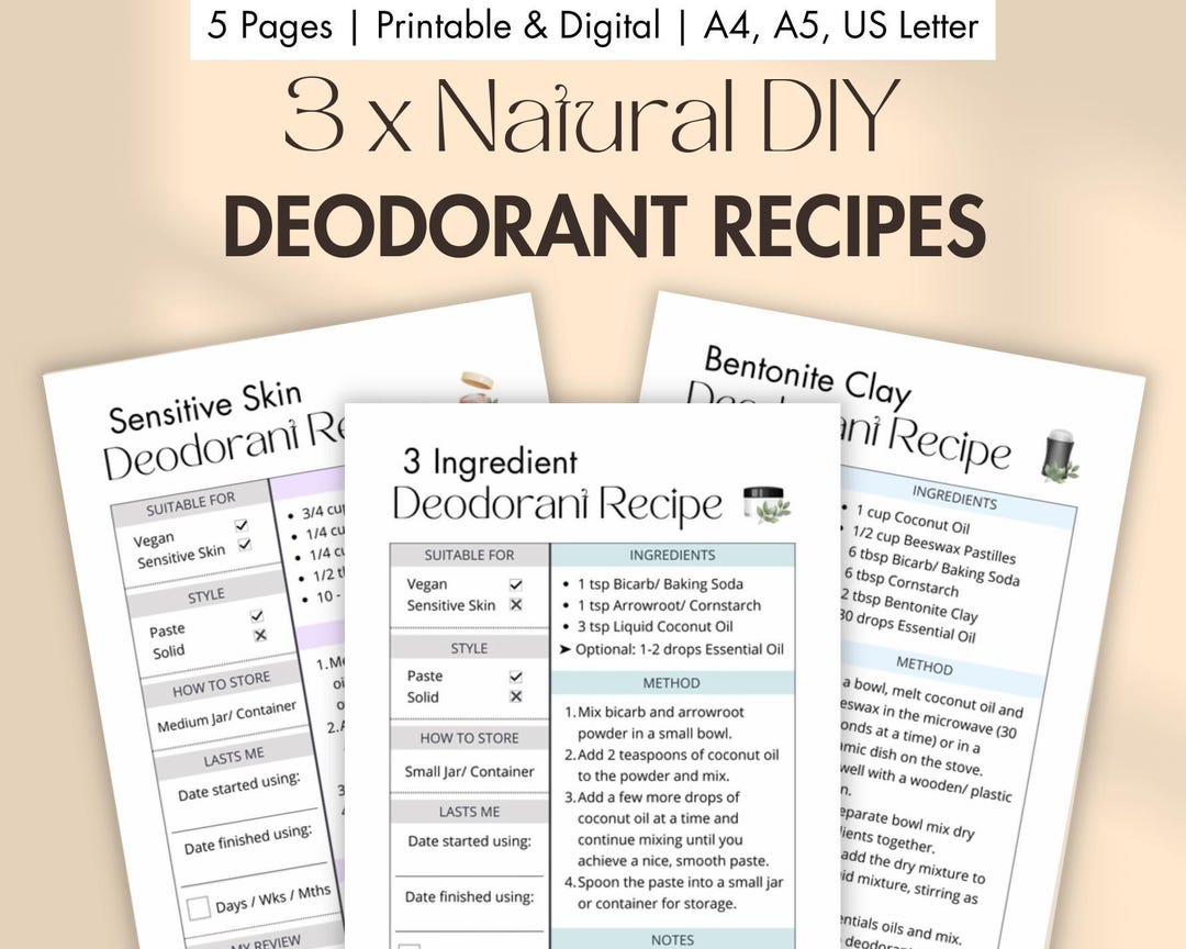 DIY Deodorant Recipes Printable No Bicarb Deodorant Recipe Card ...