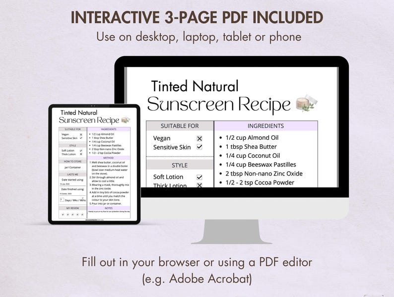 DIY Tinted Sunscreen Recipe Printable Homemade Tinted Suncream Natural ...