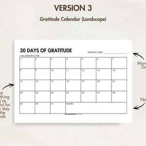 30 Days of Gratitude Journal, Printable Digital PDF, Monthly Gratitude ...