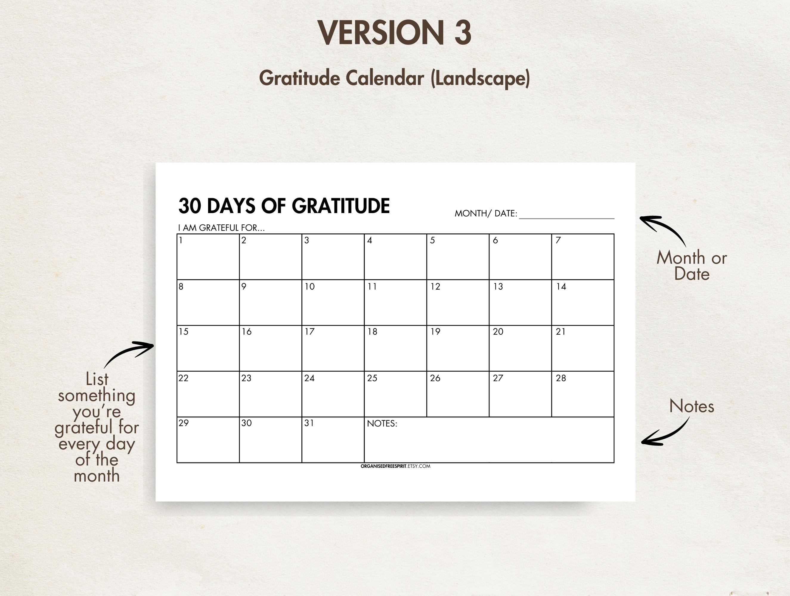30 Days of Gratitude Journal, Printable Digital PDF, Monthly Gratitude ...