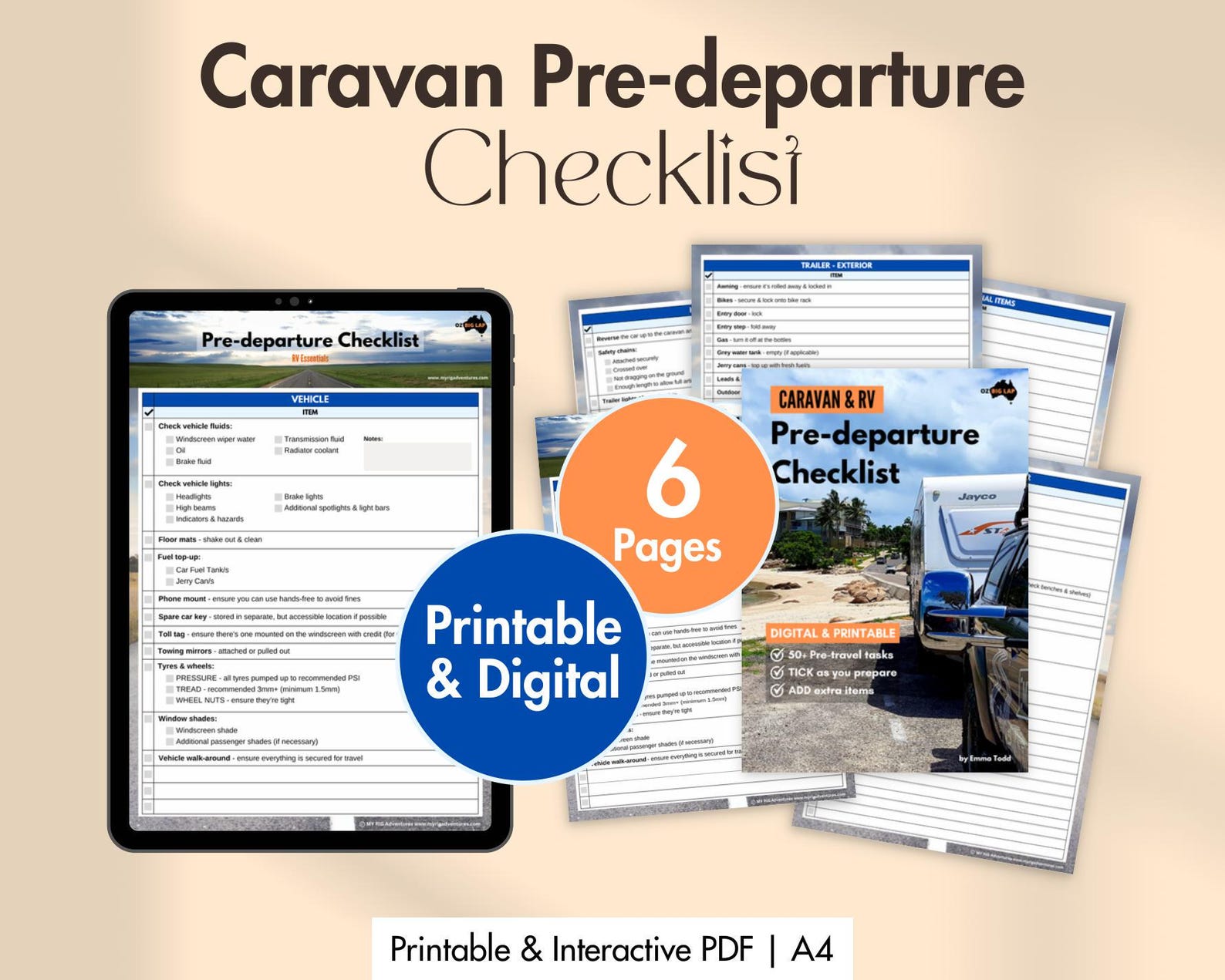 Caravan Pre-departure Checklist Printable Digital Caravan Towing ...
