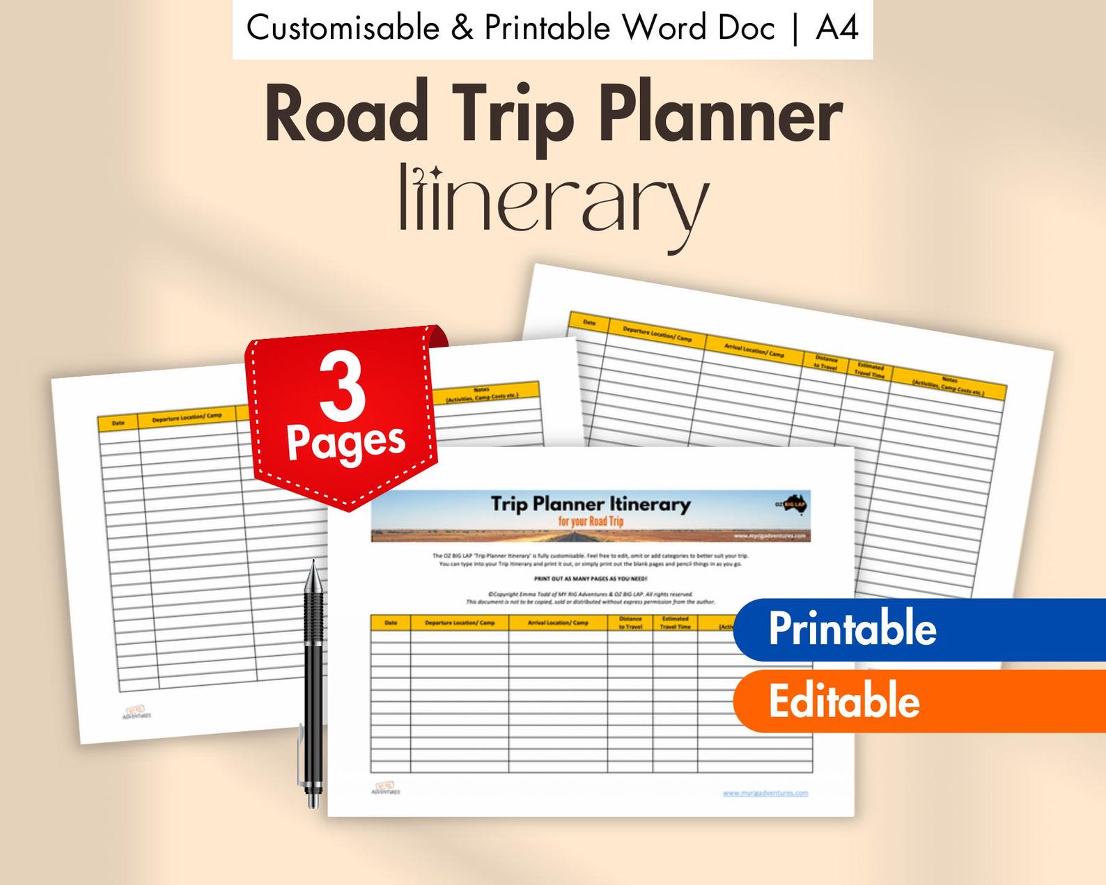 Travel Itinerary Planner Printable Road Trip Planning Travel Planner ...