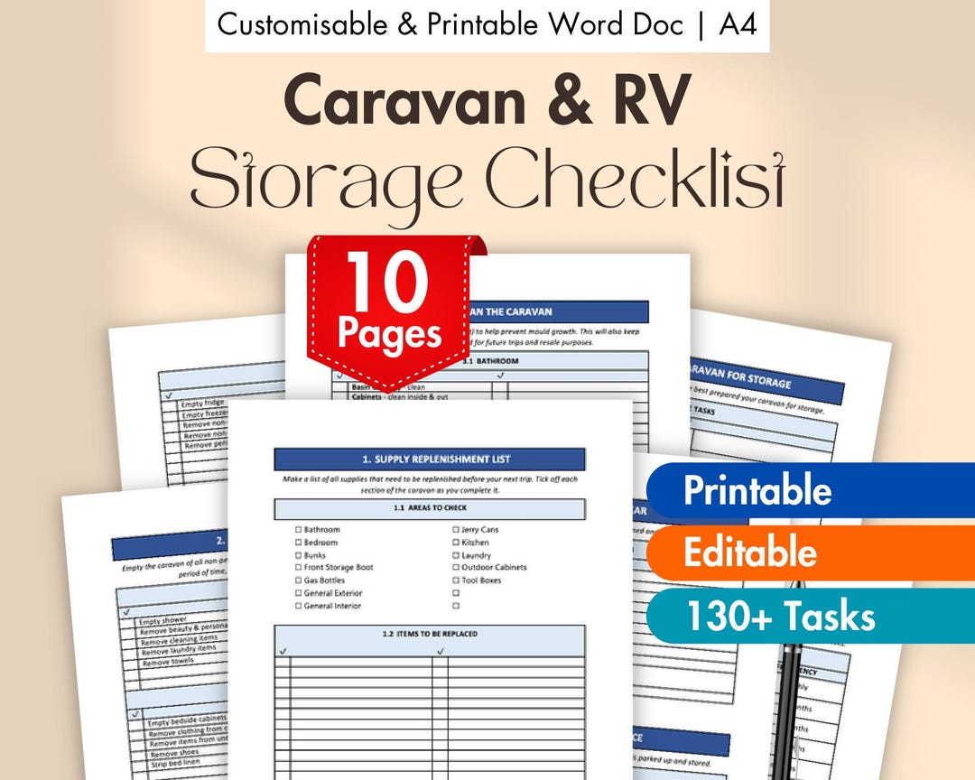 Caravan Storage Checklist Printable RV Storage List Motorhome ...