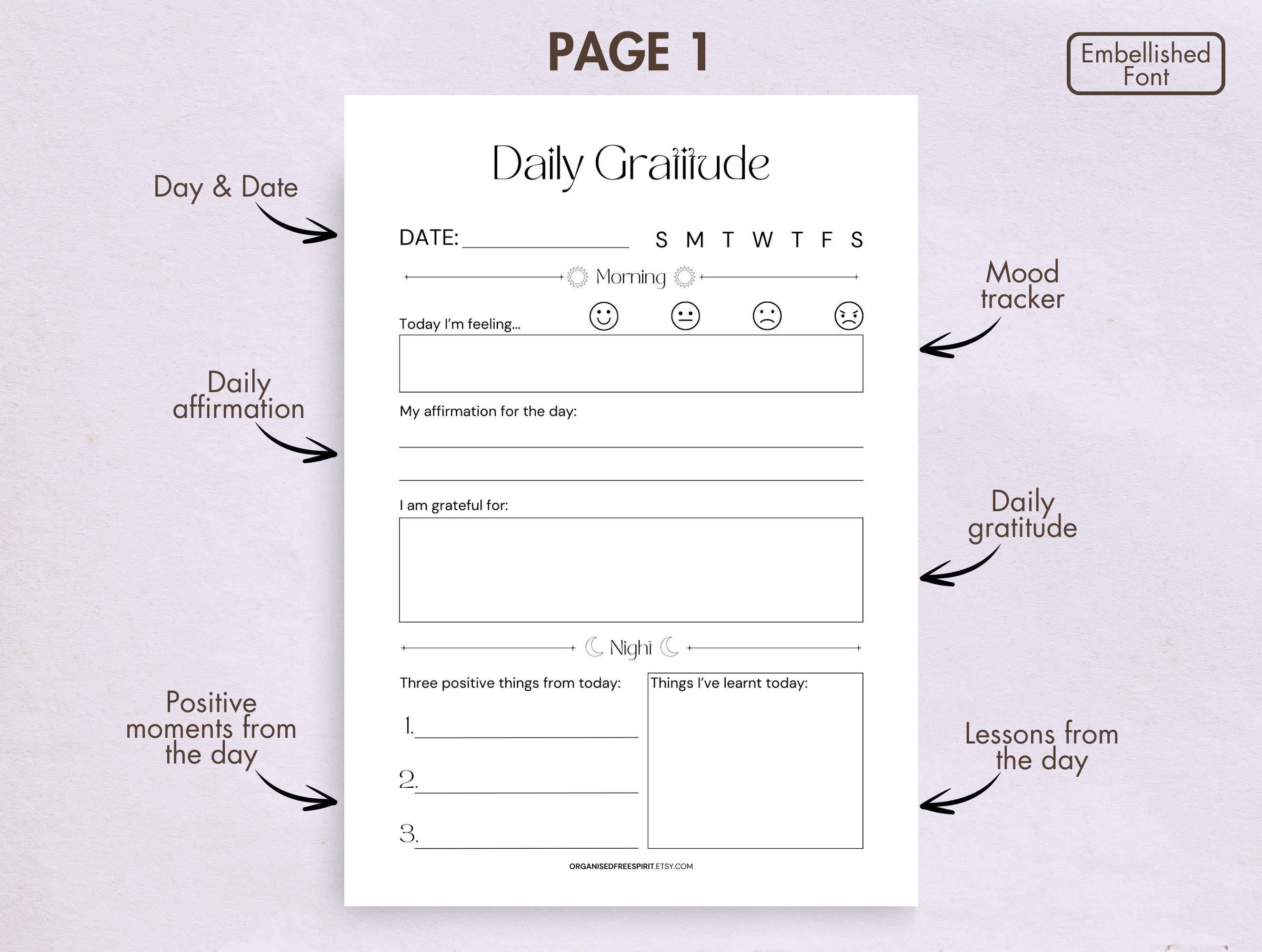 Daily Gratitude Journal Printable Digital Appreciation Pages Gratitude ...