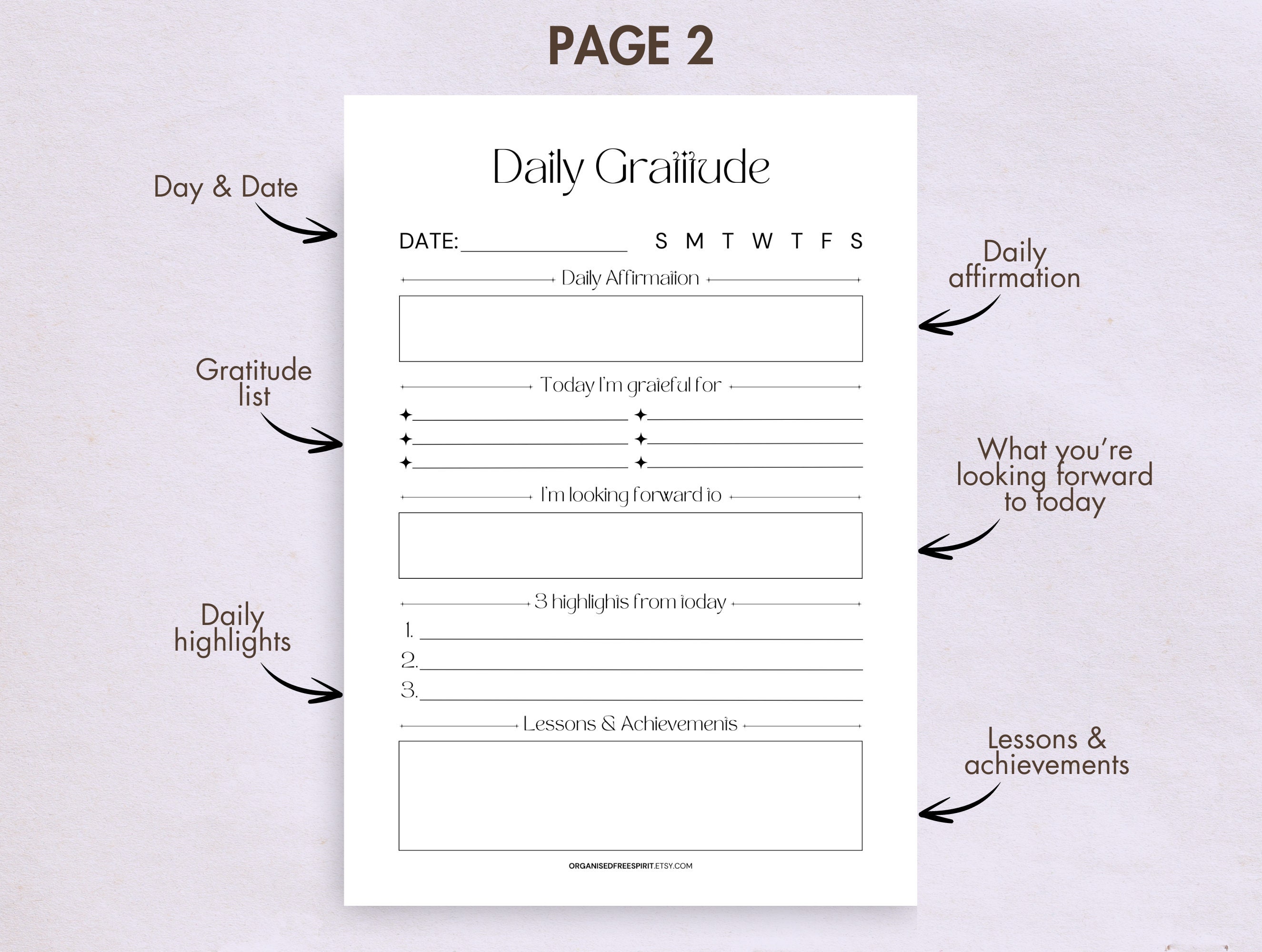 Daily Gratitude Journal Printable Digital Appreciation Pages Gratitude ...