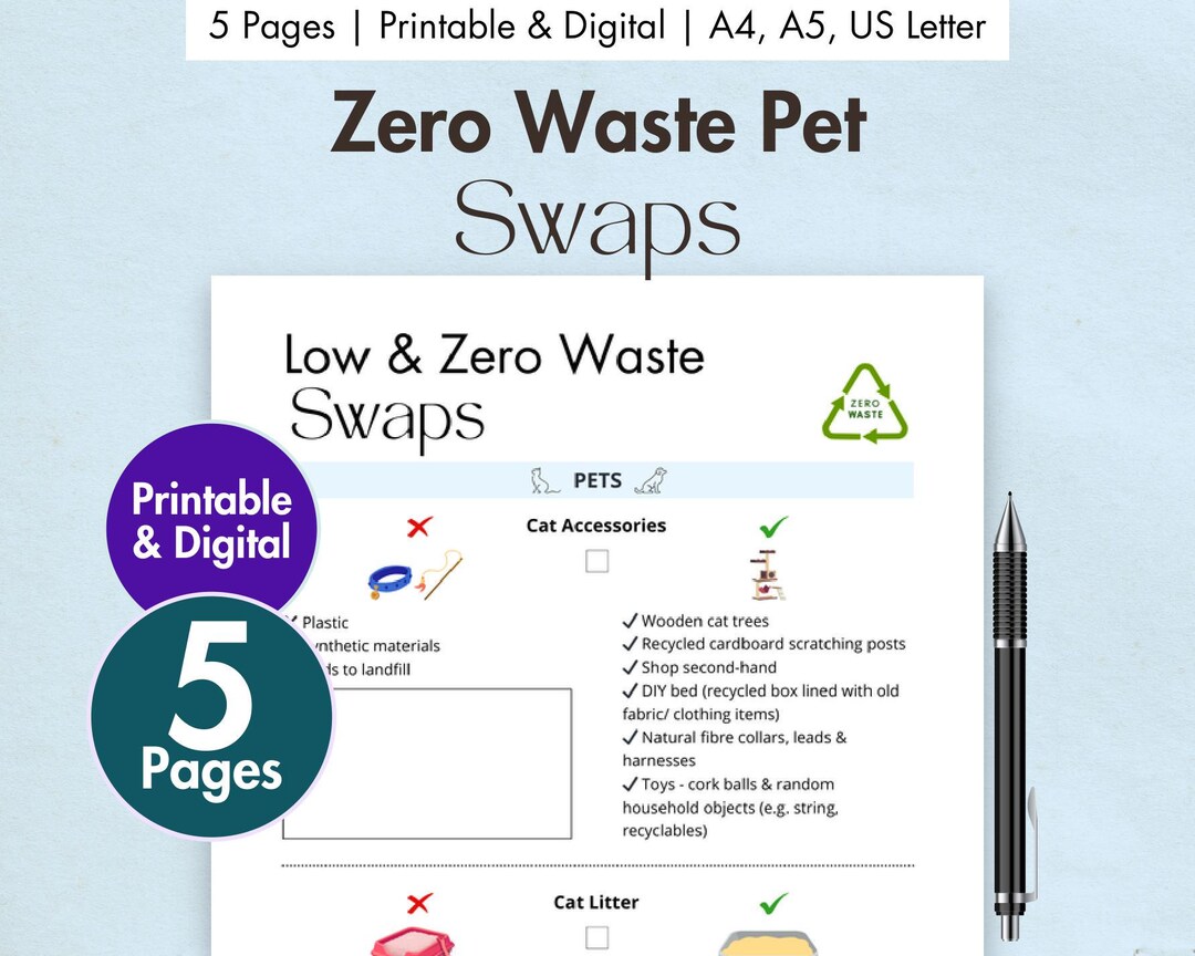 Zero Waste Pet Swaps Digital Printable Zero Waste Checklist Eco ...
