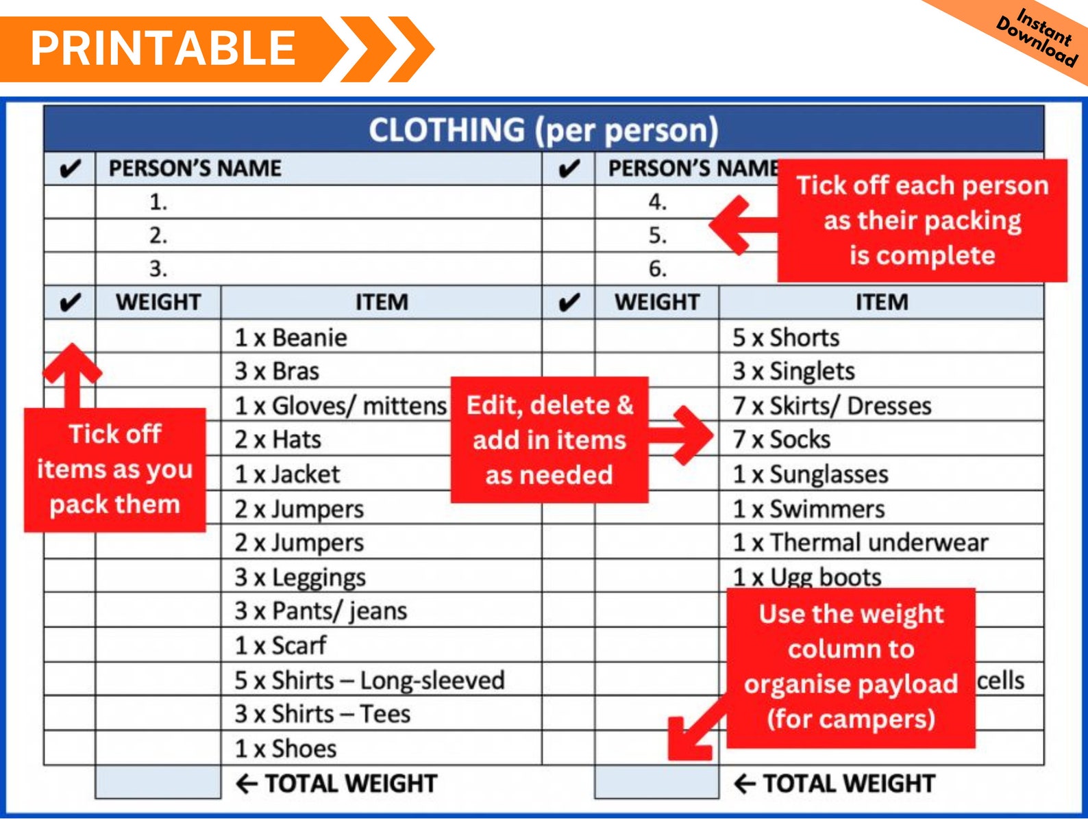 Road Trip Packing List Printable Digital Road Trip Checklist Camping ...