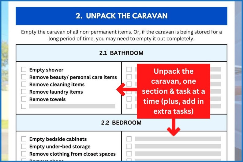 Caravan Storage Checklist Digital RV Storage List Motorhome Maintenance ...