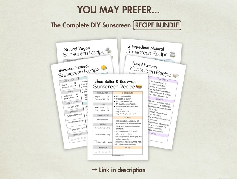 DIY Vegan Sunscreen Recipe Printable Homemade Vegan Suncream Natural ...