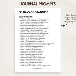 30 Days of Gratitude Journal, Printable Digital PDF, Monthly Gratitude ...