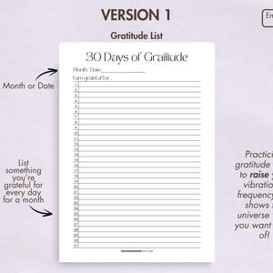 30 Days of Gratitude Journal Printable Digital Monthly Gratitude ...