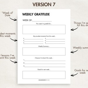 Weekly Gratitude Journal Printable Digital Minimalist Gratitude Journal ...