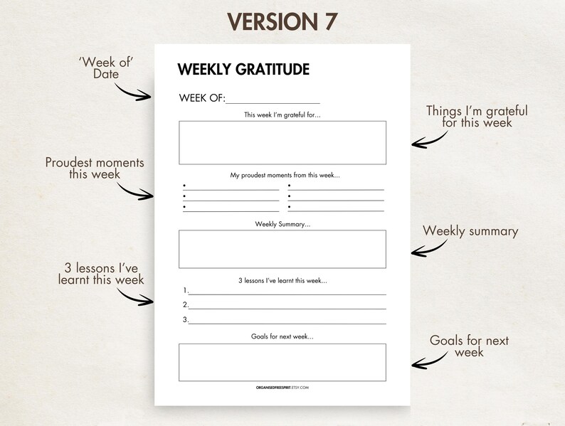 Weekly Gratitude Journal Printable Digital Minimalist Gratitude Journal ...