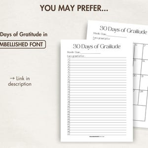 30 Days of Gratitude Journal, Printable Digital PDF, Monthly Gratitude ...