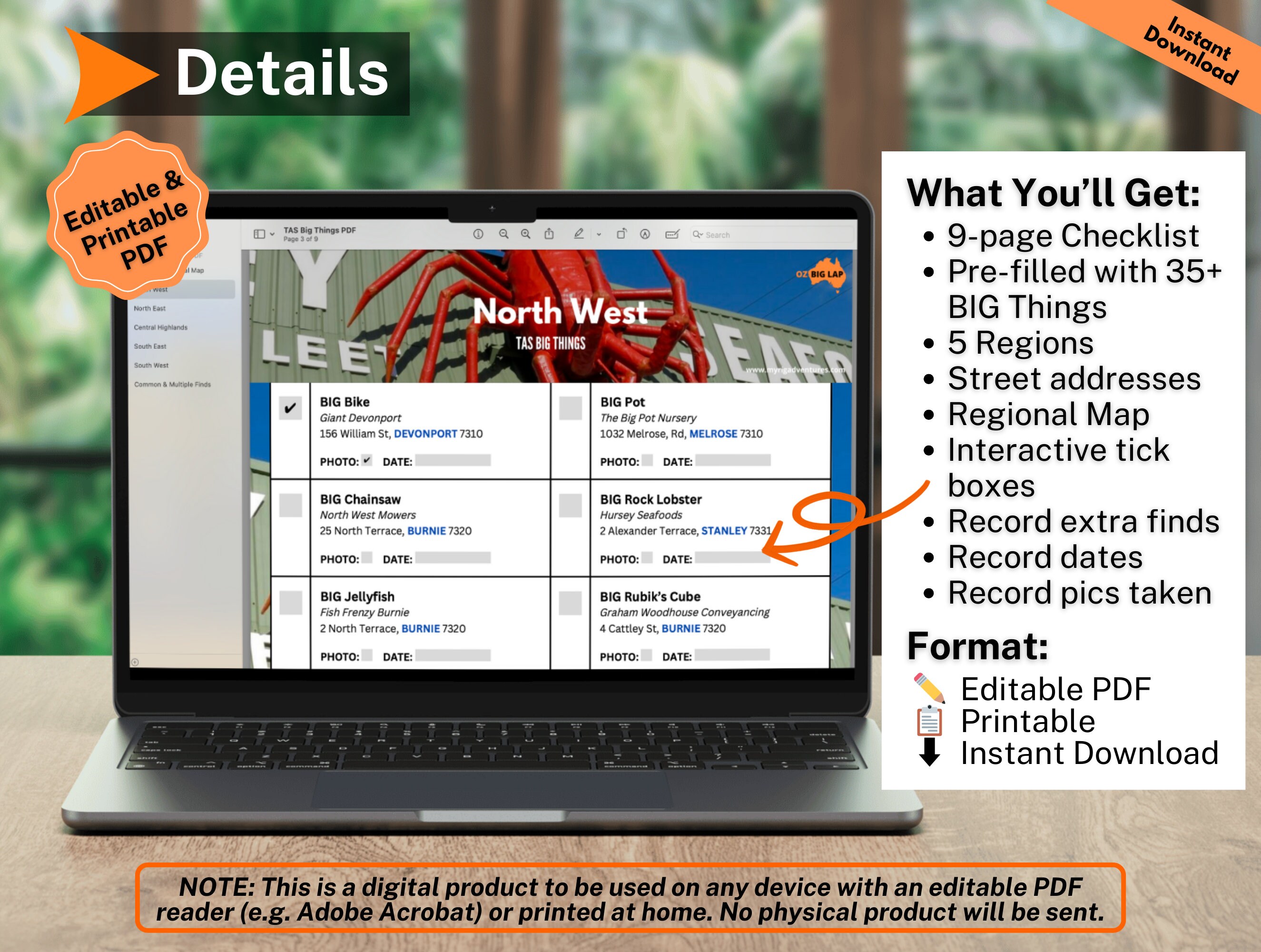 TAS Big Things Checklist Printable & Digital Tasmania Iconic Roadside ...