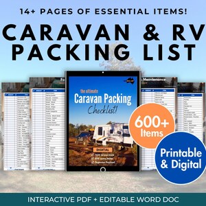Caravan Packing List Printable Digital RV Checklist Motorhome Planner ...