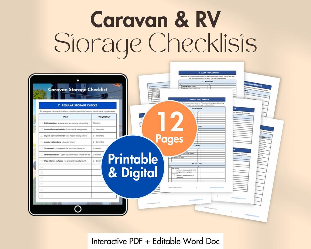 Caravan Storage Checklist Printable & Digital RV Storage List Motorhome ...