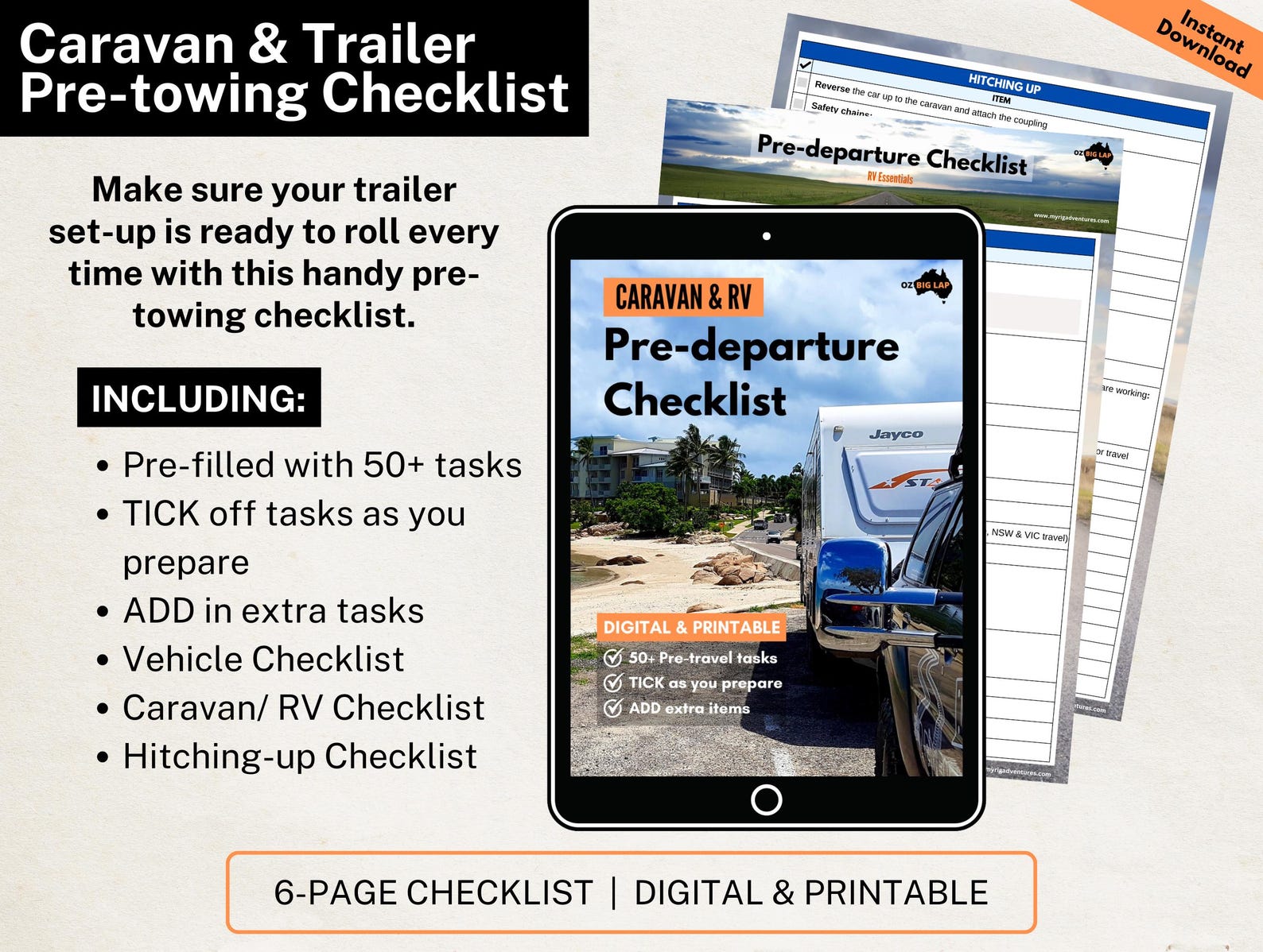 Caravan Pre-departure Checklist Printable Digital Caravan Towing ...