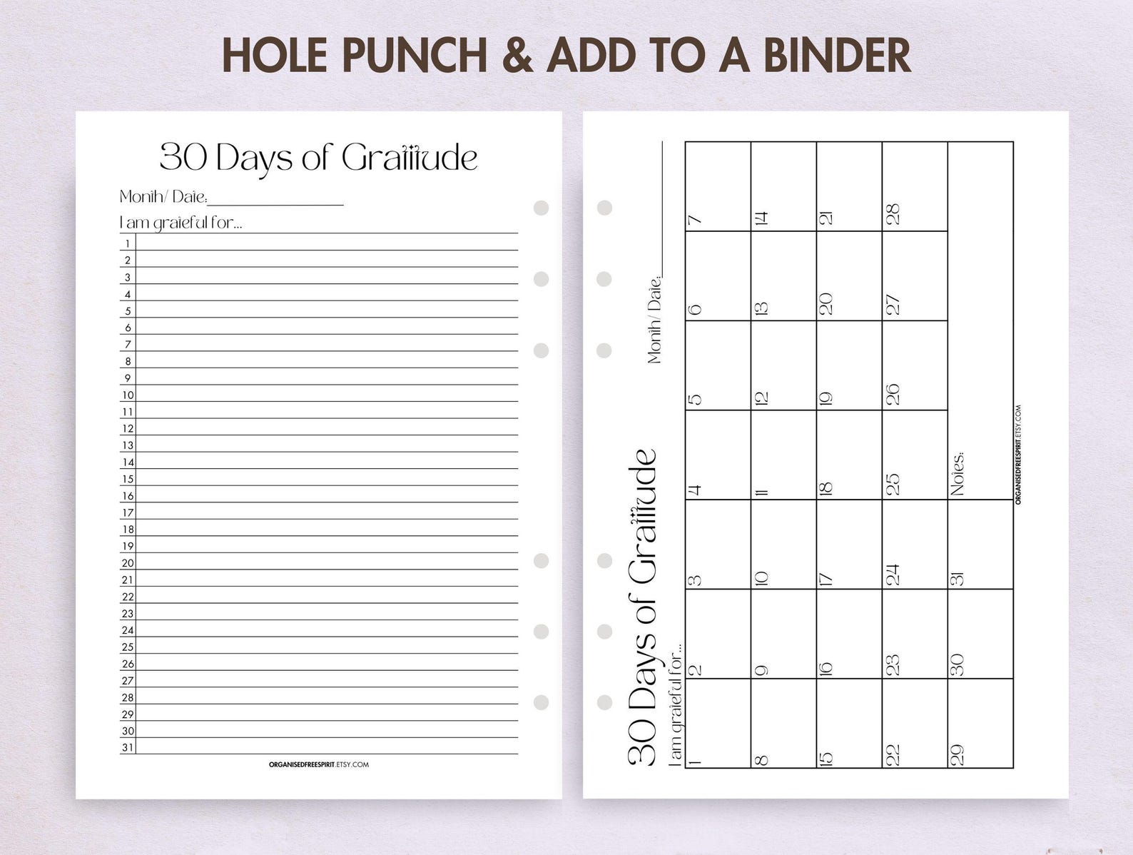 30 Days of Gratitude Journal Printable Digital Monthly Gratitude ...
