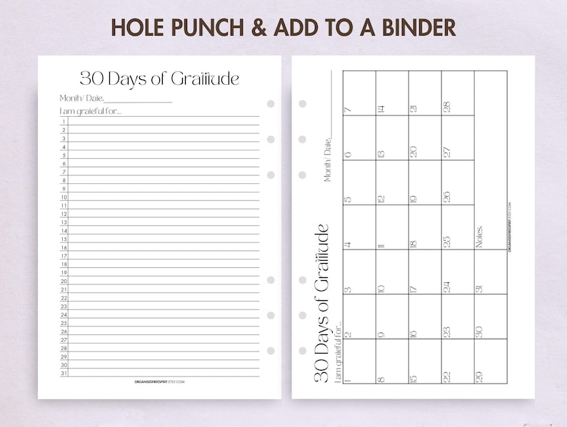 30 Days of Gratitude Journal Printable Digital Monthly Gratitude ...
