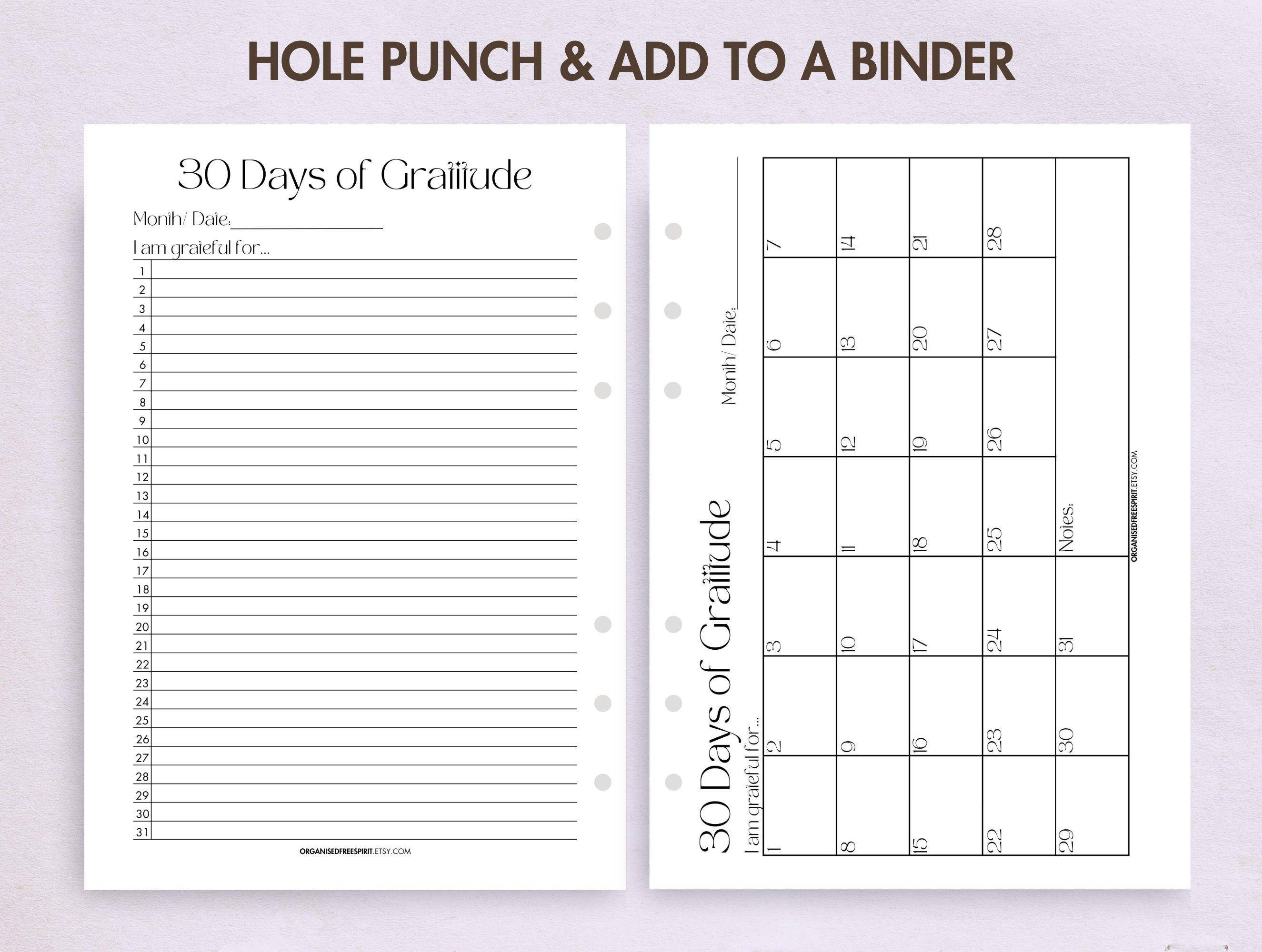 30 Days of Gratitude Journal Printable Digital Monthly Gratitude ...